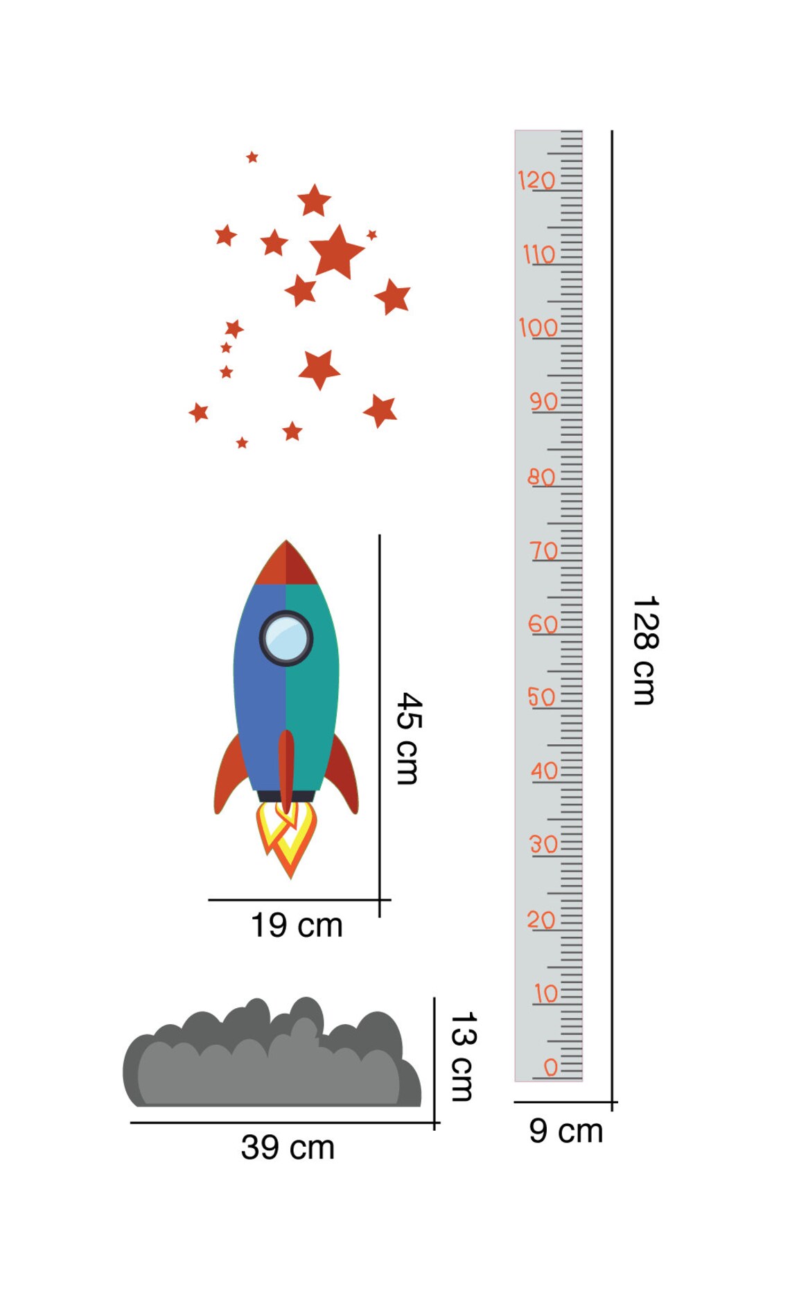 Space Rocket Height Chart Rocket Launch Growth Chart Height Chart Ruler ...