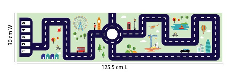 London Road Map Sticker | Children Car Track Decal | Kids Room Decor ...