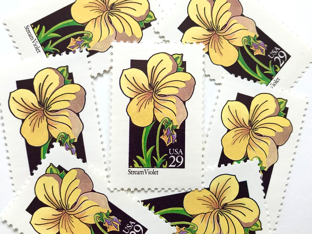 10 Vintage Unused Wildflower Stream Violet Mail Stamps / Botanical ...