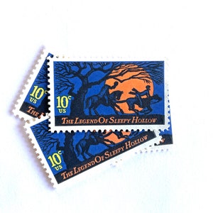 20 Unused the Legend of Sleepy Hollow Mail Stamps / Halloween Headless ...