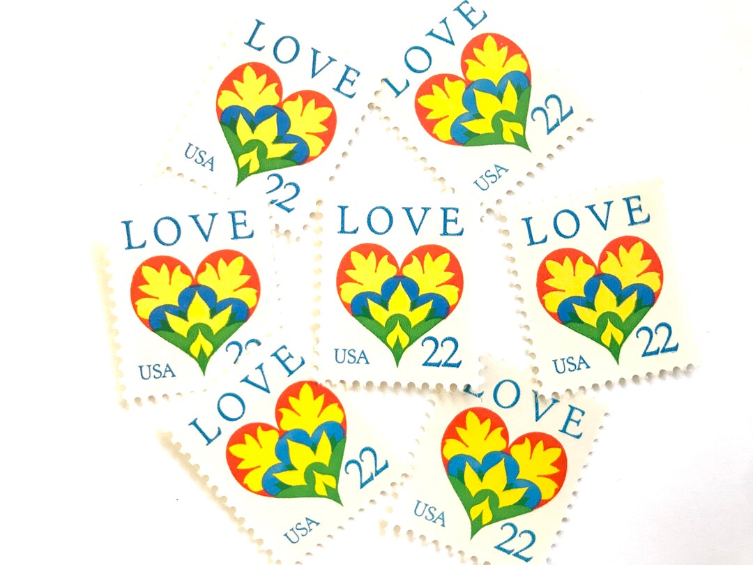 20 Vintage Unused Colorful Heart Love Stamps / Love Series Hearts and ...