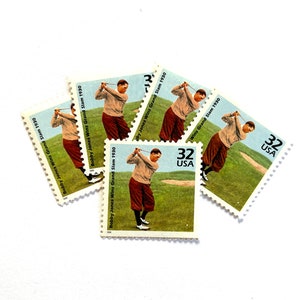 10 Vintage Unused Bobby Jones Stamps / Celebrate the Century 1930 Golf ...