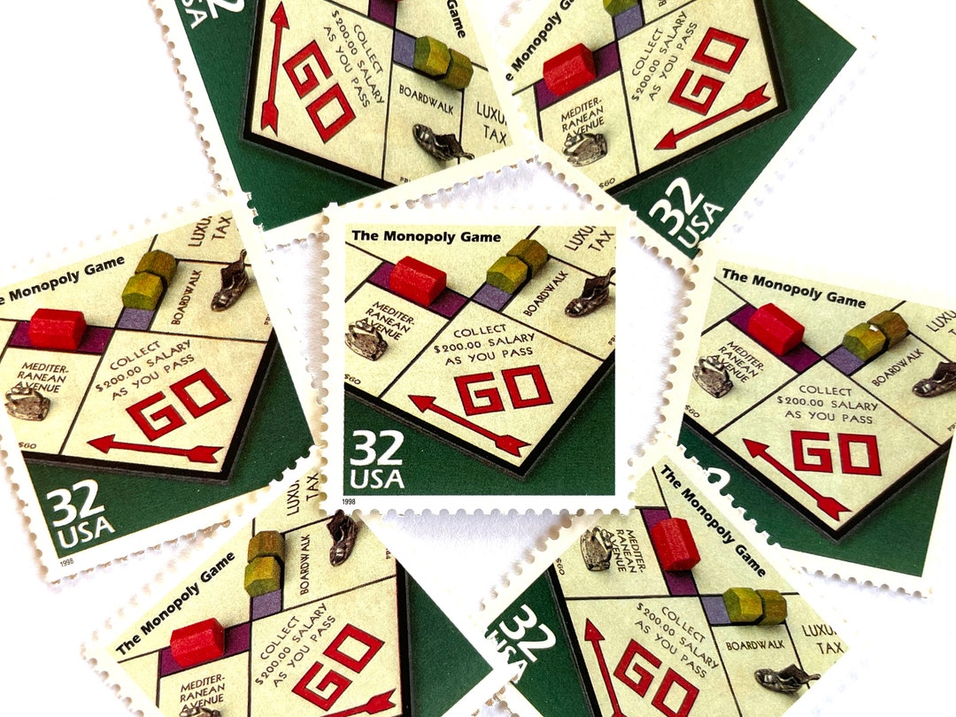10 Vintage Unused Monopoly Board Game Stamps / Celebrate the Century ...