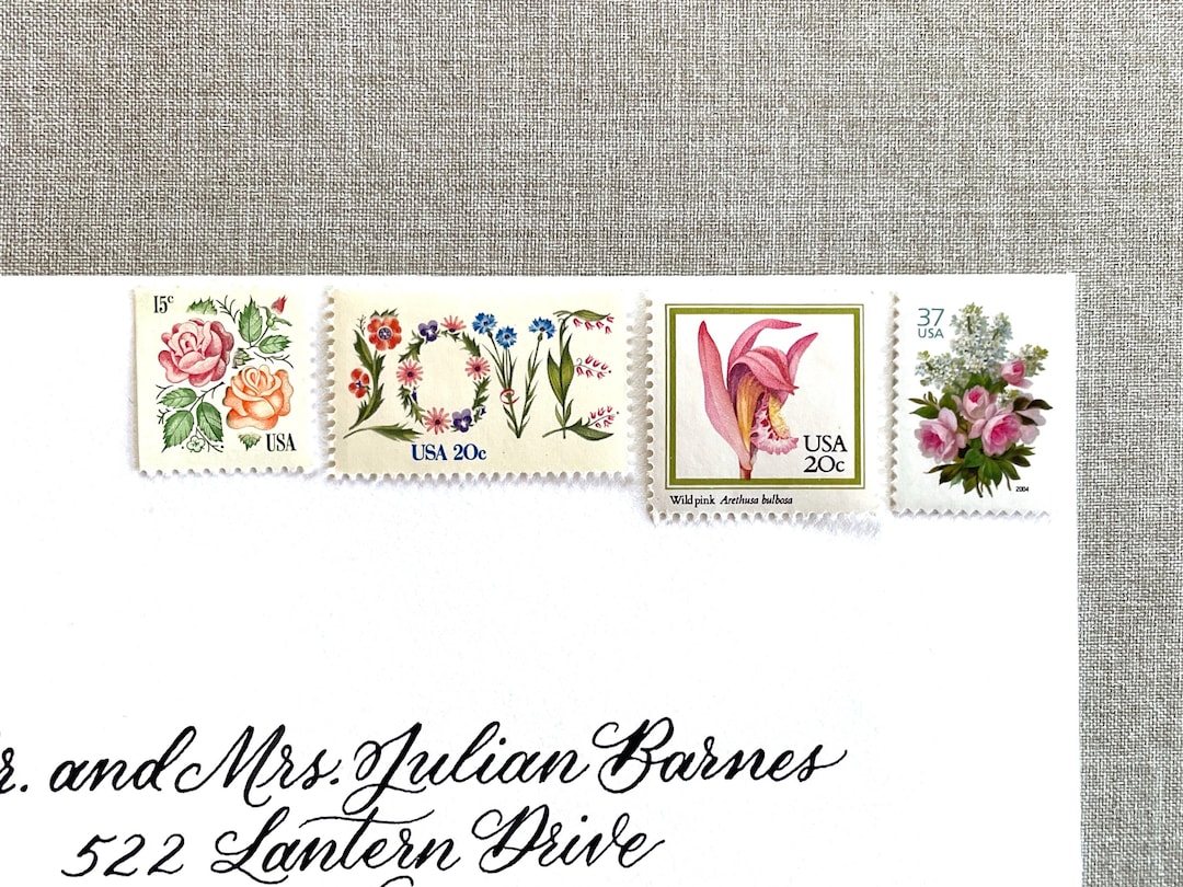 Vintage Unused Pink Floral Love Postage Set 1 Oz. / for 10 Letters ...