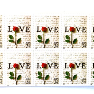 10 Vintage Unused Rose & Love Letter Mail Stamps / Love Series Wedding ...