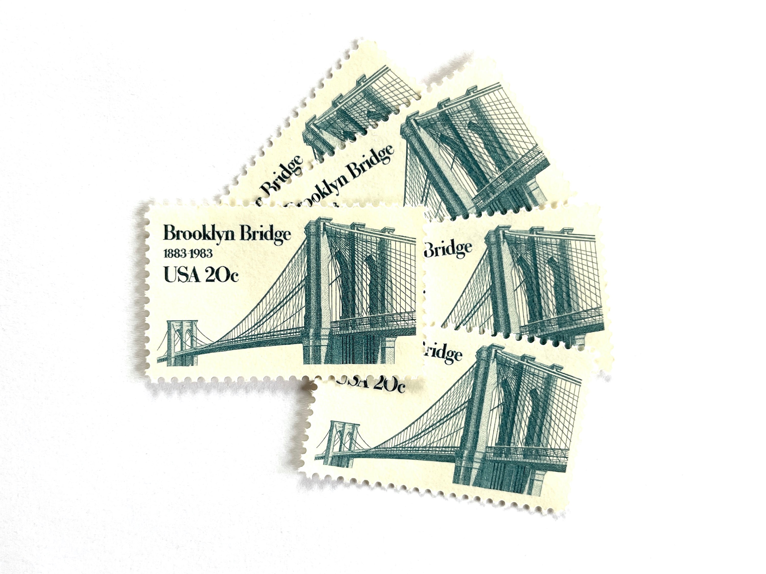 20 Vintage Unused Brooklyn Bridge Mail Stamps / New York City NYC USPS ...