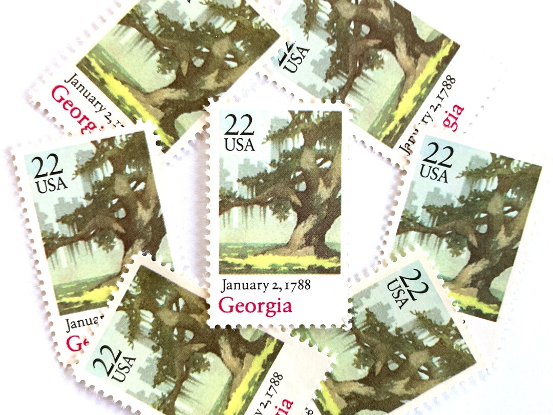 20 Vintage Unused Georgia Bicentenary Statehood Mail Stamps / Live Oak ...