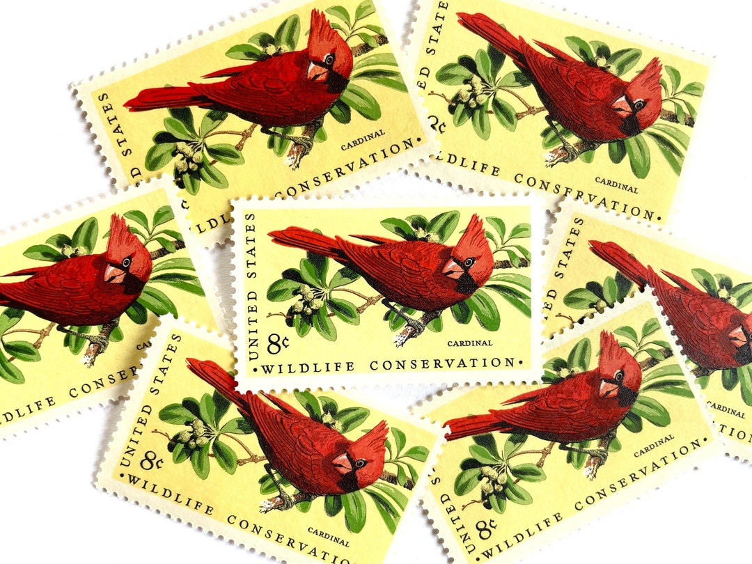 20 Vintage Unused Cardinal Stamps / Christmas Holiday Wildlife ...