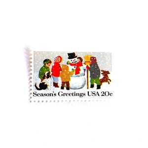 10 Vintage Unused Building a Snowman Contemporary Christmas Stamps ...