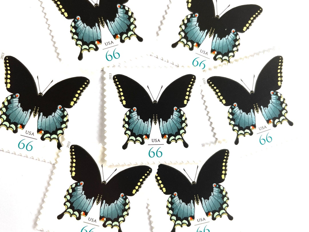 10 Vintage Unused Spicebush Swallowtail Butterfly Stamps / Black Blue ...