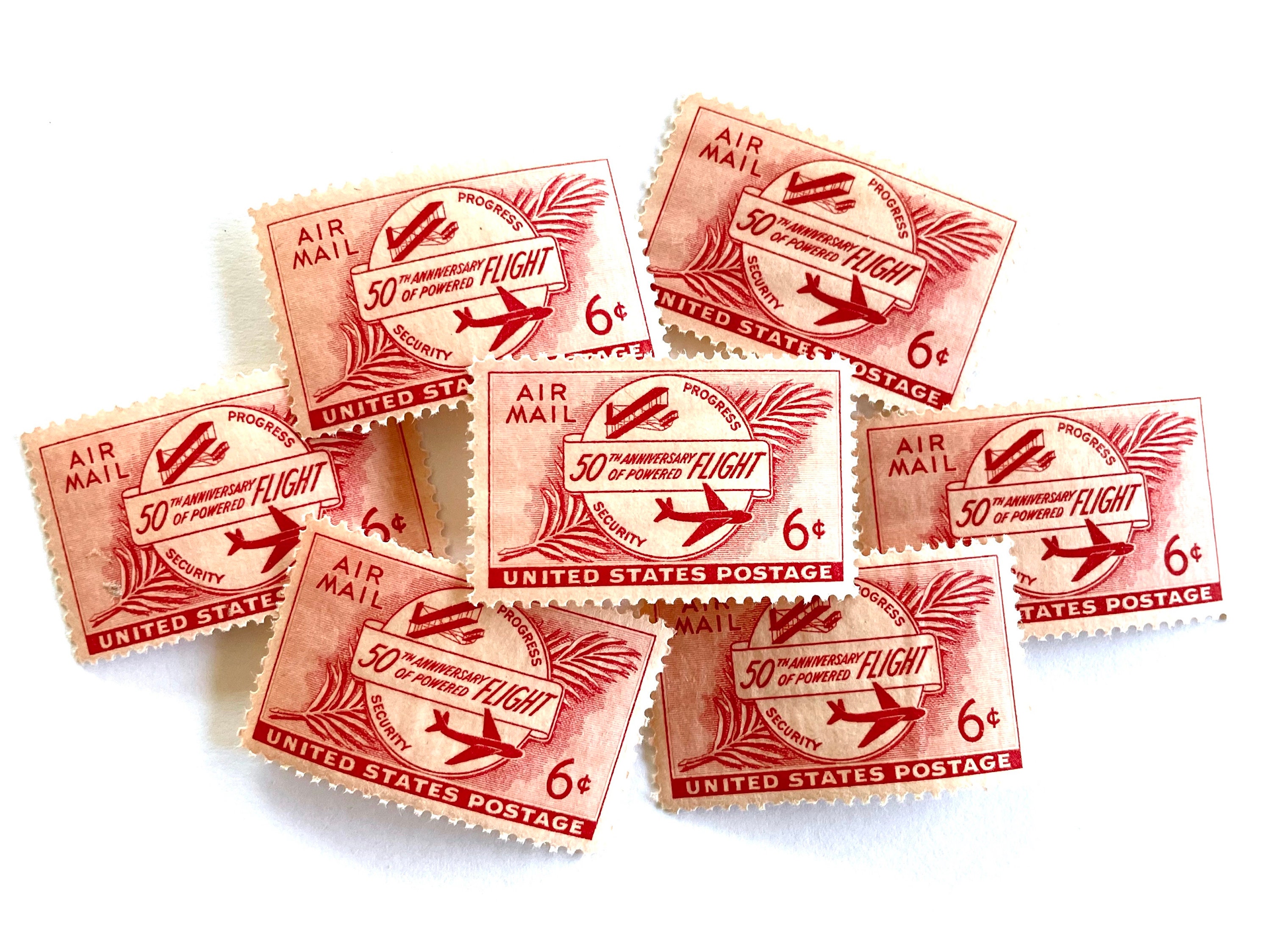 20 Vintage Unused Airmail 50th Anniversary Powered Flight Mail Stamps ...