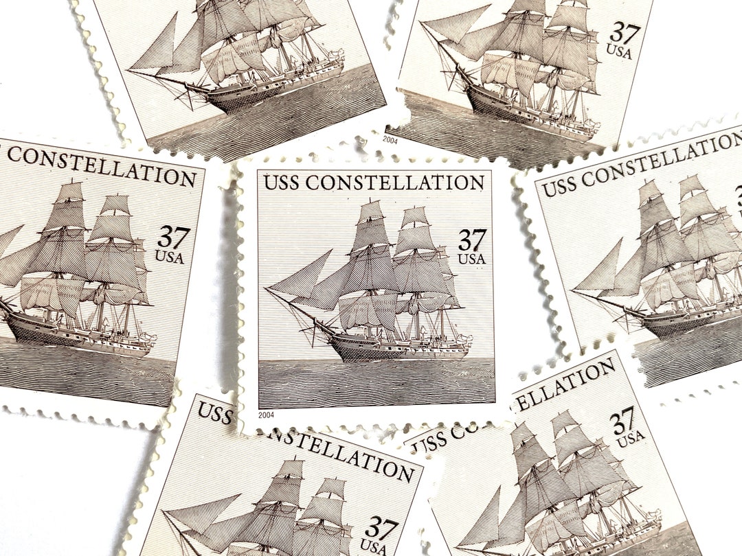 10 Unused USS Constellation Mail Stamps / Nautical Navy Ship Boat USPS ...