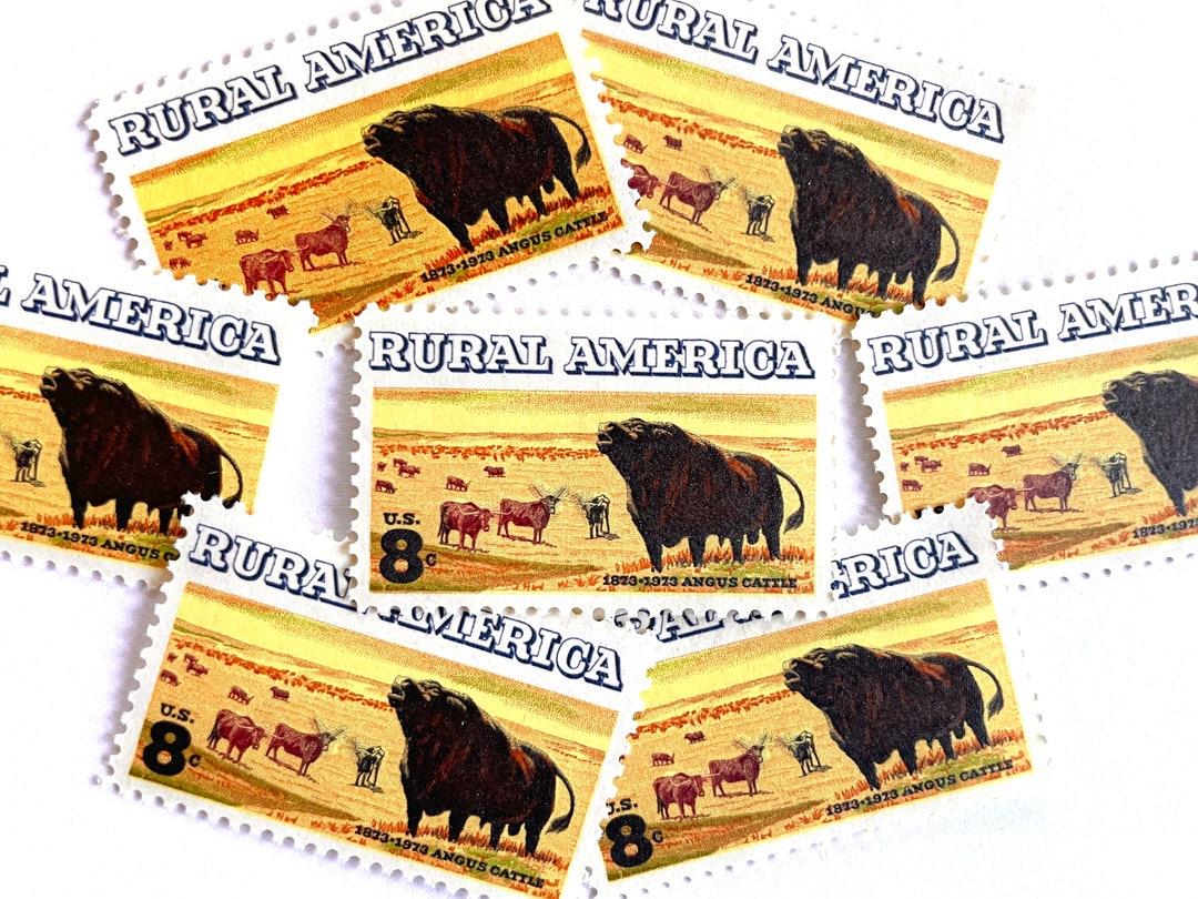 20 Vintage Unused Rural America Stamps / Angus Cattle USPS Postage / 8 ...