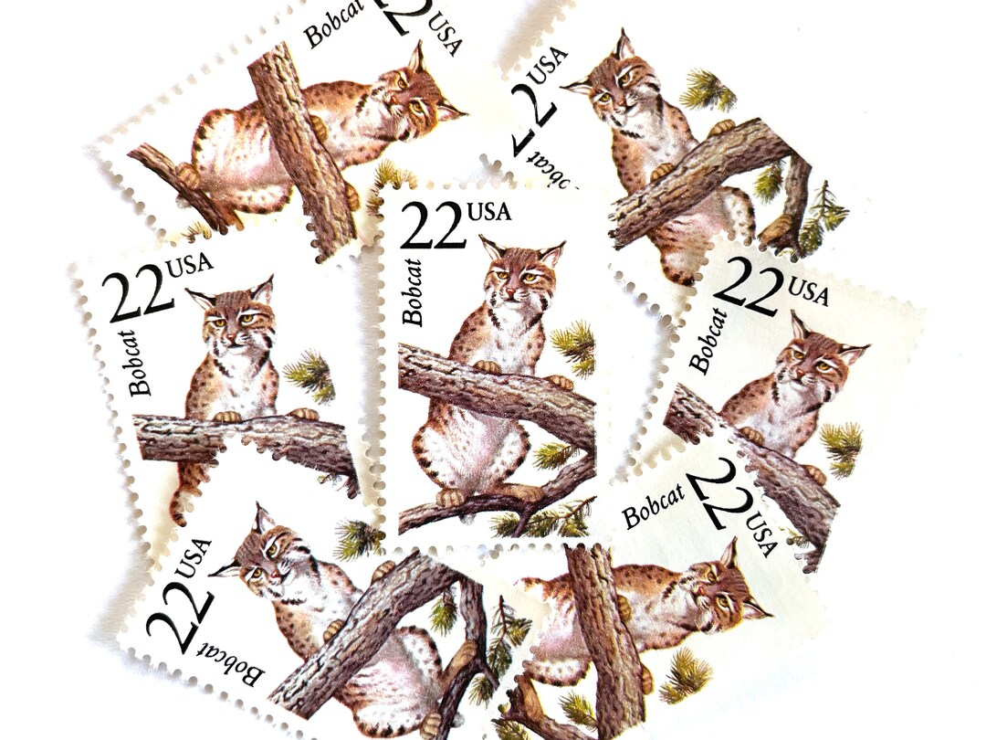 10 Vintage Unused Bobcat Mail Stamps / North American Wildlife USPS ...