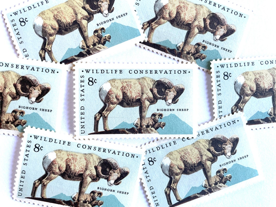 20 Vintage Unused Bighorn Sheep Stamps / Wildlife Conservation USPS ...