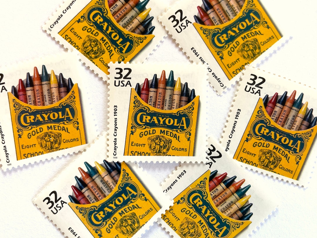 10 Vintage Unused Crayola Crayon Stamps / Celebrate the Century USPS ...