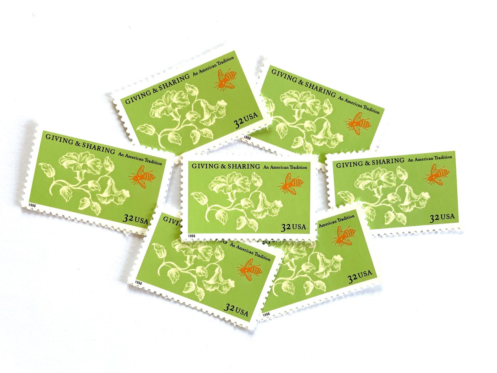 10 Vintage Unused Giving & Sharing an American Tradition Stamps / Green ...