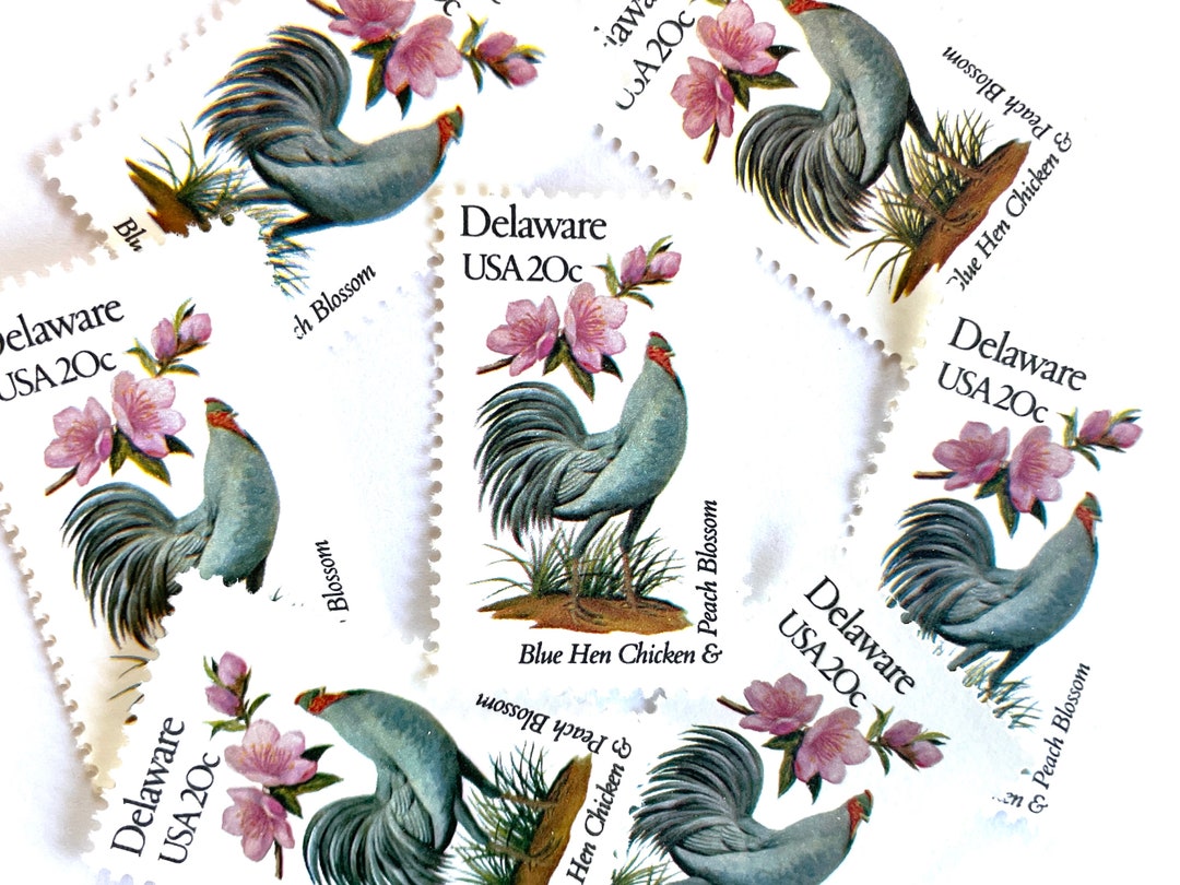 10 Vintage Unused Delaware State Bird and Flower Mail Stamps / Blue Hen ...
