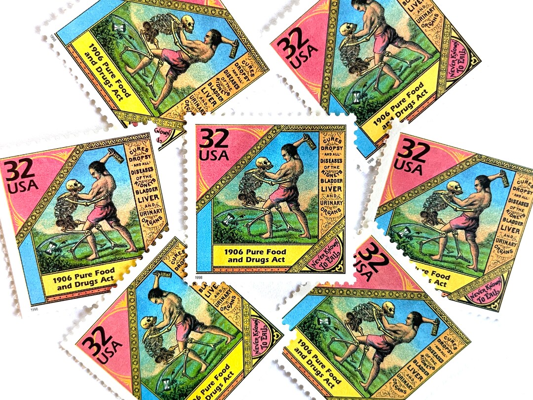 10 Vintage Unused Pure Food and Drugs Act Stamps / 1900 Celebrate the ...