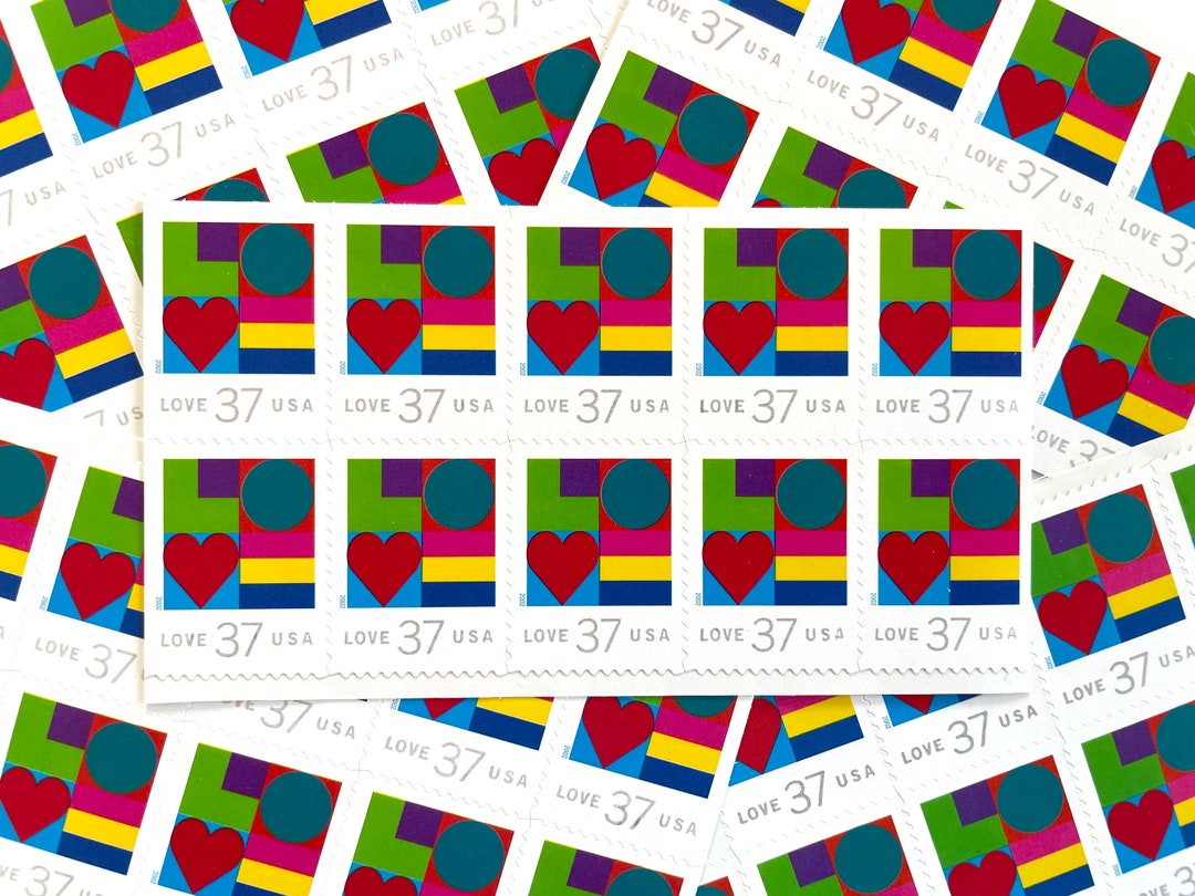 10 Unused Multicolor Love Stamps / Love Series Wedding Love Valentine's ...