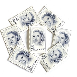 10 Vintage Unused Grace Kelly Mail Stamps / Wedding Portrait Princess ...