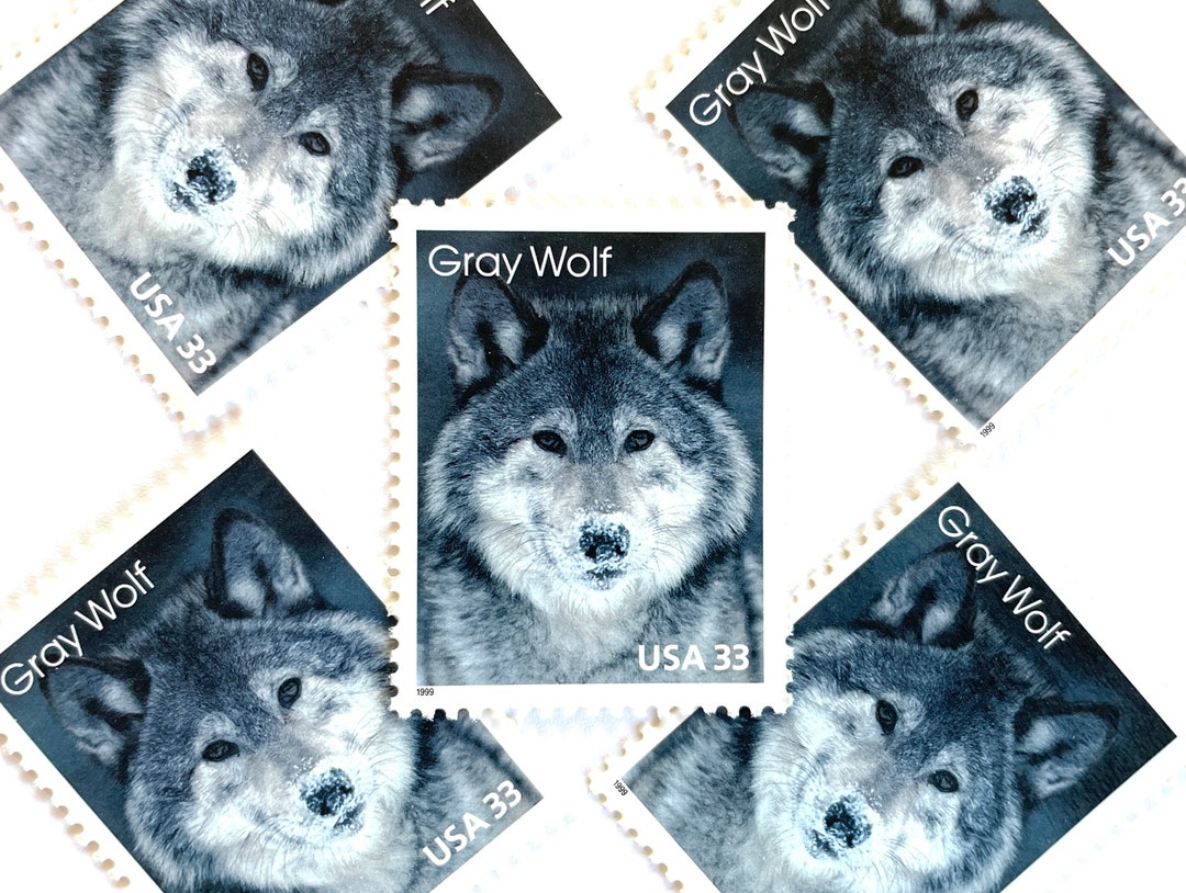 10 Vintage Unused Gray Wolf Stamps / Christmas Winter Holiday USPS ...