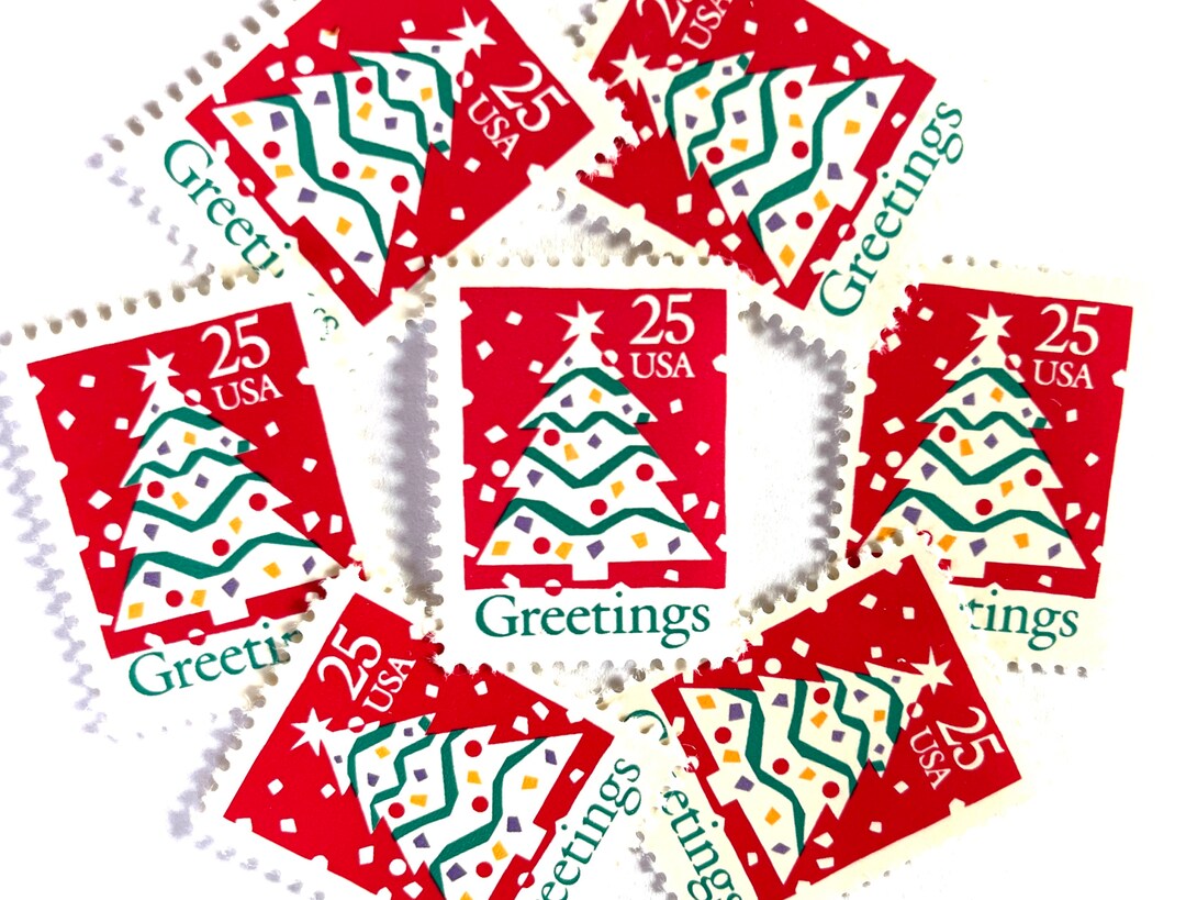 10 Vintage Unused Christmas Tree Stamps / Christmas Tree Holiday USPS ...