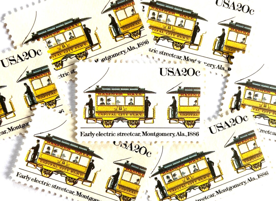 10 Vintage Unused Electric Streetcar Mail Stamps / Montgomery Alabama ...