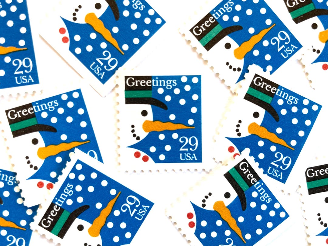 10 Vintage Unused Snowman Stamps / Christmas Holiday Snow USPS Postage ...