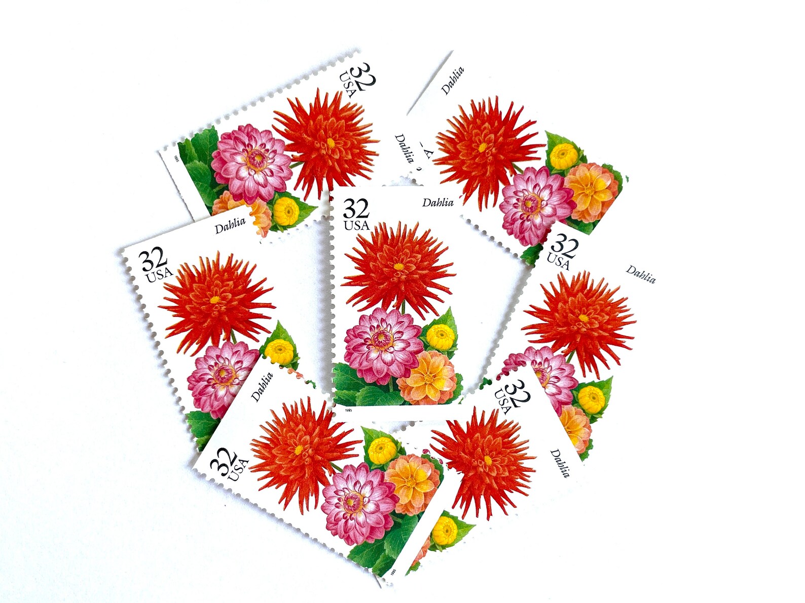 10 Vintage Unused Dahlia Flower Mail Stamps / Fall Garden Flowers ...