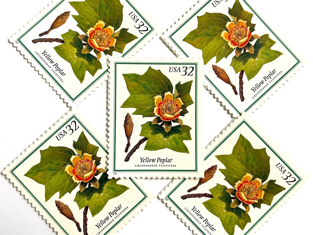 10 Vintage Unused Yellow Poplar Stamps / Flowering Trees USPS Postage ...