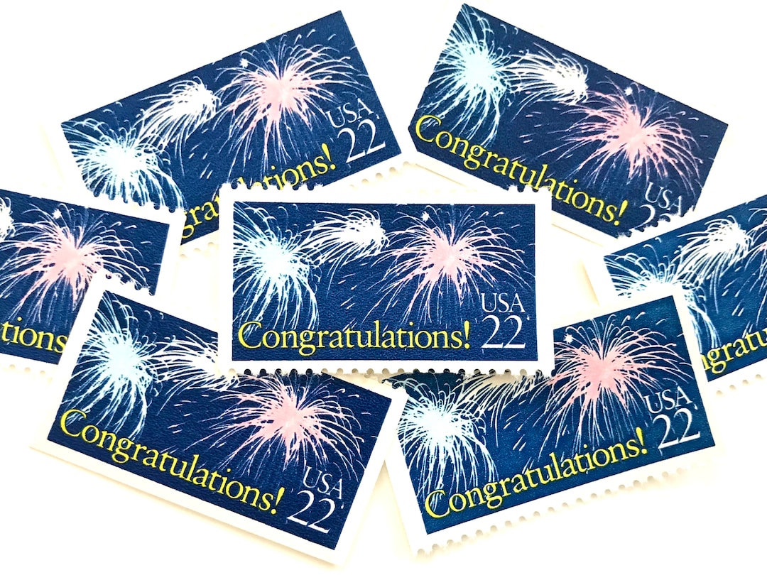 10 Vintage Unused Congratulations Stamps / Fireworks Special Occasions ...