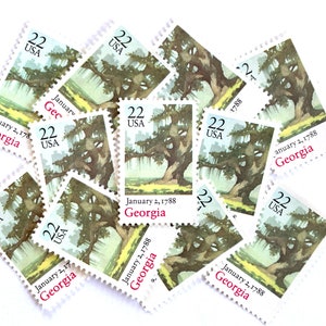 20 Vintage Unused Georgia Bicentenary Statehood Mail Stamps / Live Oak ...