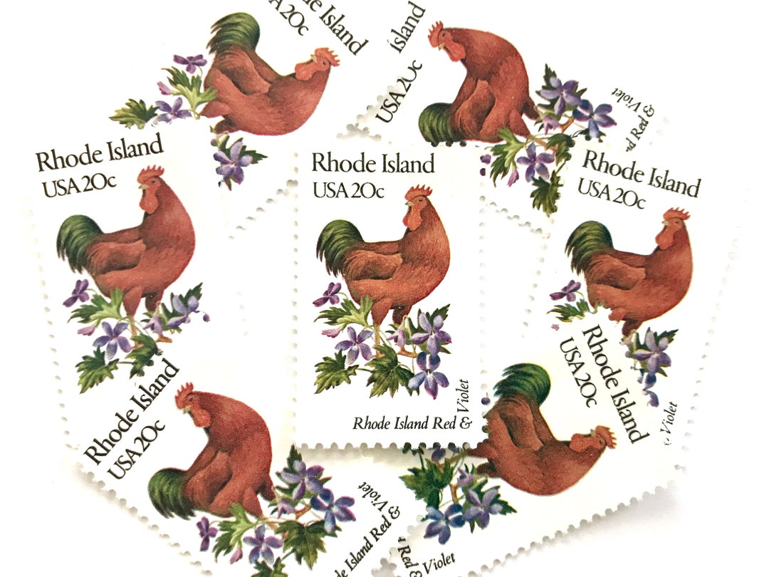 10 Vintage Unused Rhode Island State Bird and Flower Mail Stamps ...