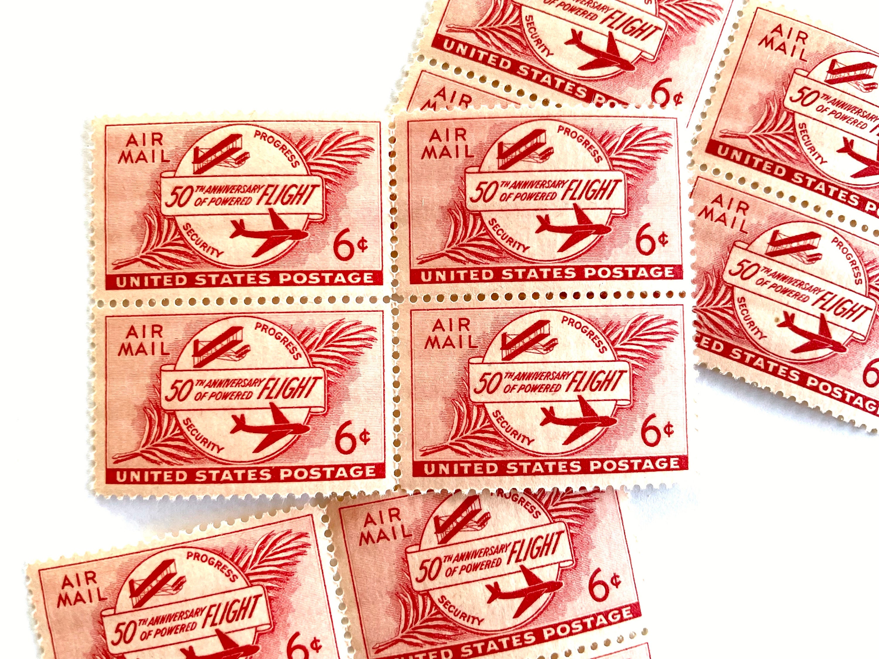 20 Vintage Unused Airmail 50th Anniversary Powered Flight Mail Stamps ...