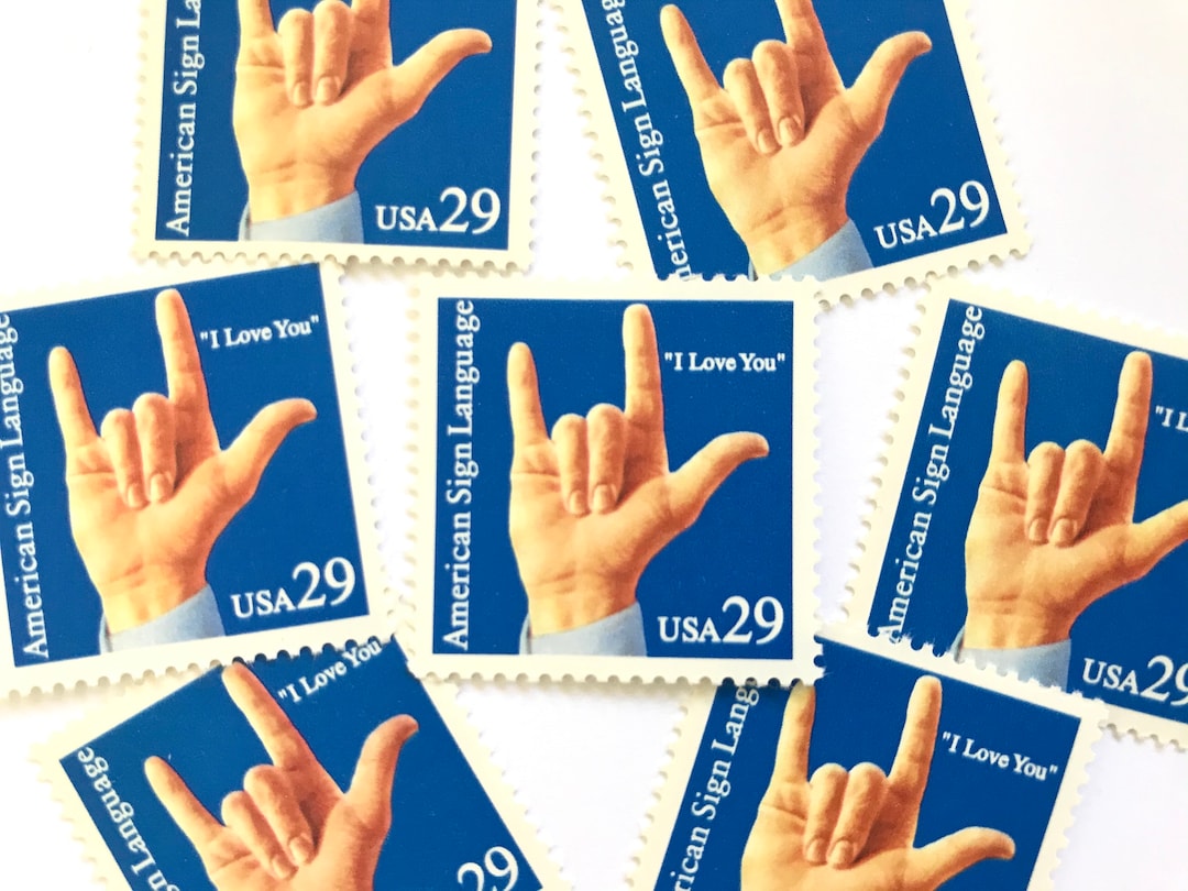 10 Vintage Unused Sign Language "i Love You" Mail Stamps / American ...