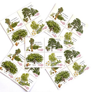 20 Vintage Unused American Trees Mail Stamps / Oak, Birch, Pine ...