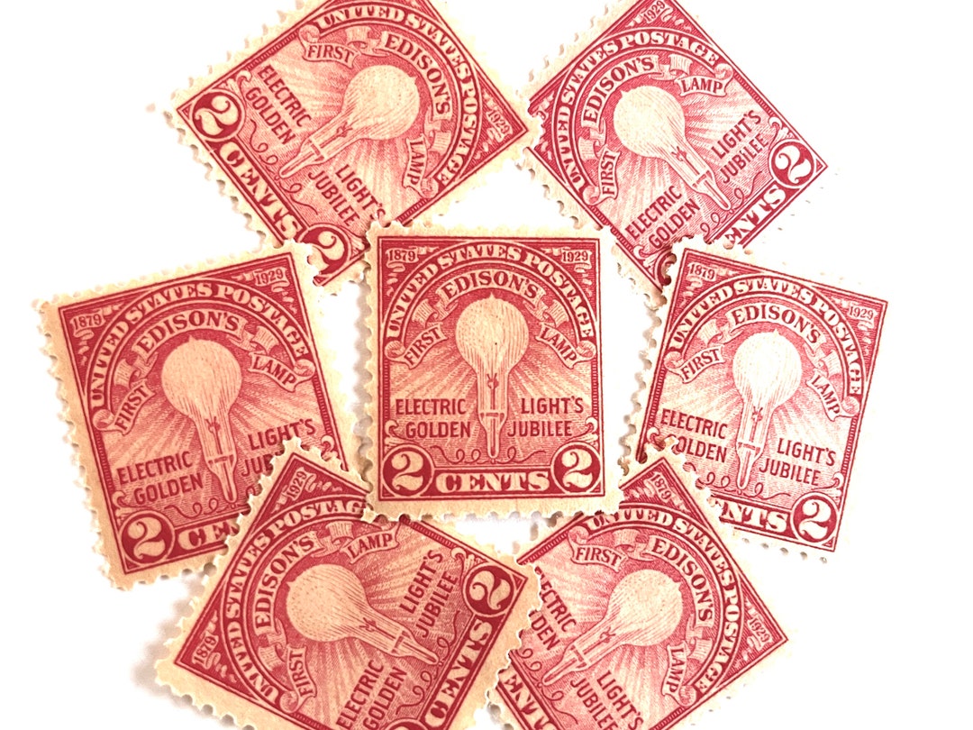 20 Vintage Unused Edison's First Lamp Mail Stamps / Electric Light USPS ...