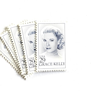 10 Vintage Unused Grace Kelly Mail Stamps / Wedding Portrait Princess ...