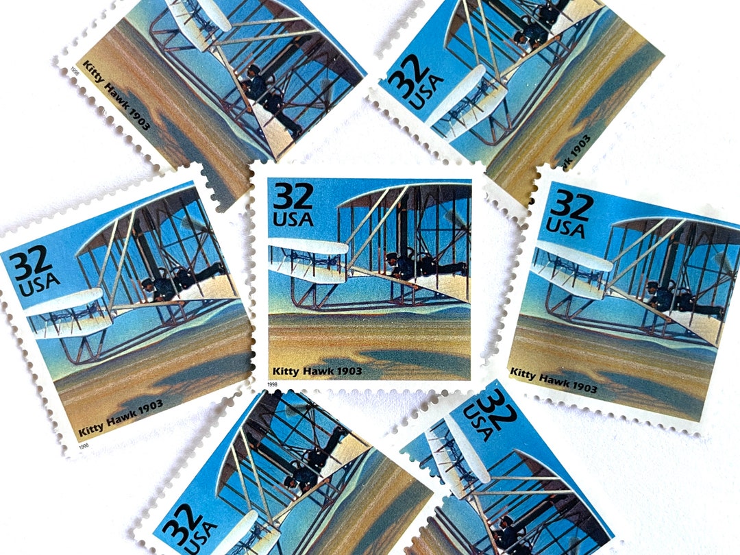 10 Vintage Unused Kitty Hawk Stamps / 1900 Celebrate the Century USPS ...