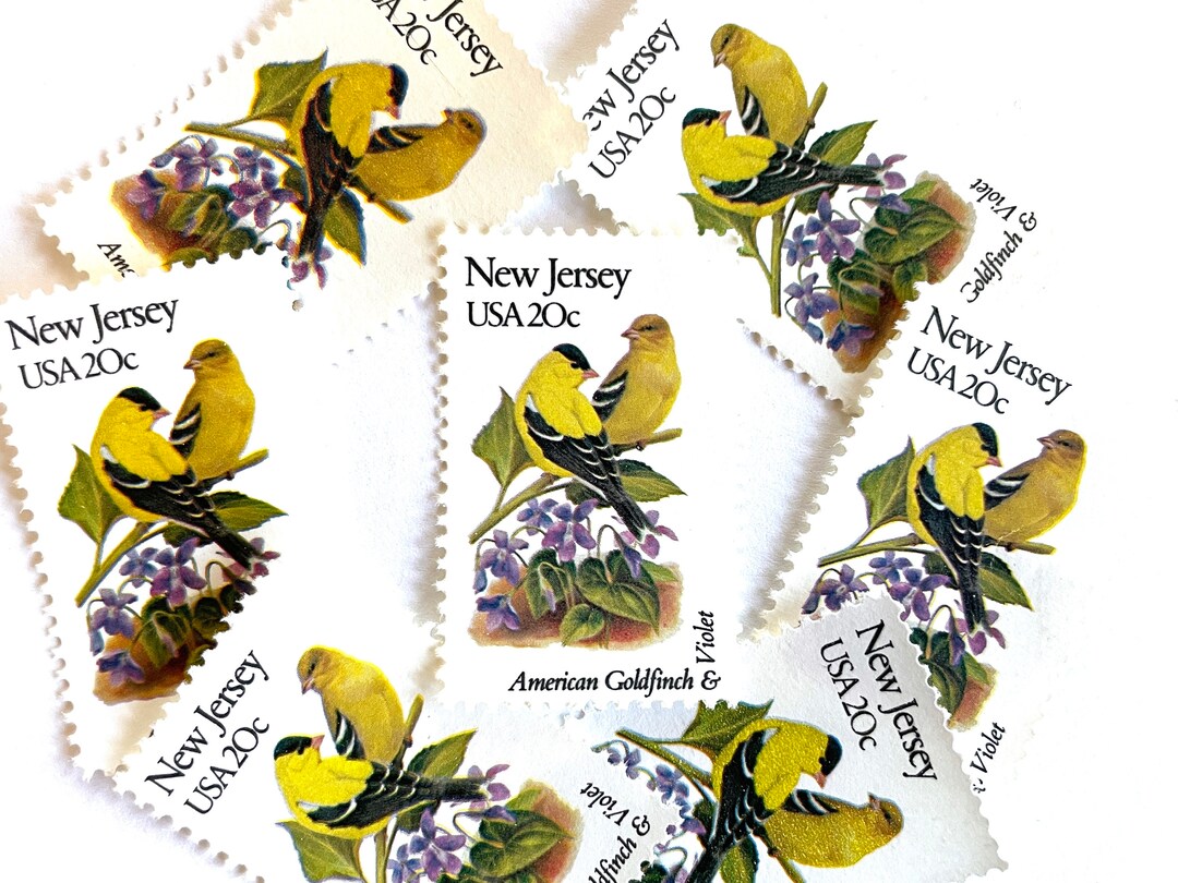 10 Vintage Unused New Jersey State Bird and Flower Mail Stamps ...