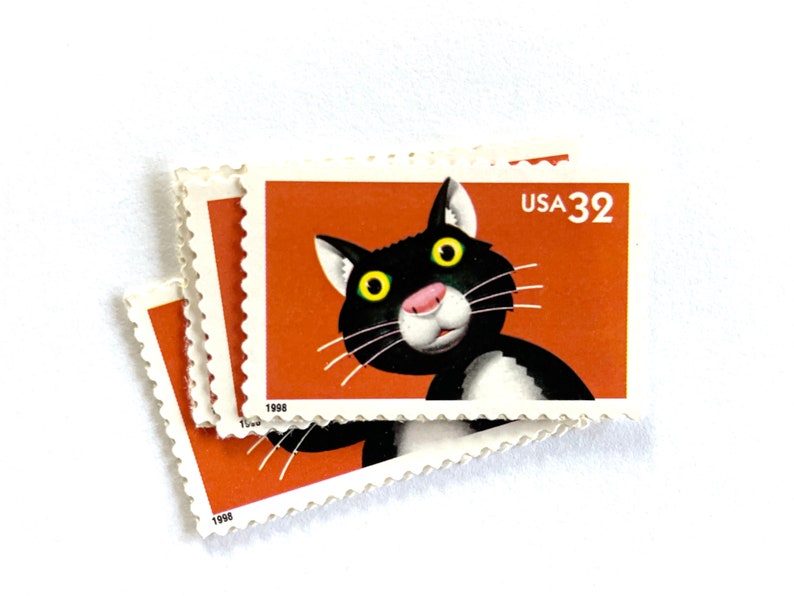 10 Unused Bright Eyes Black Cat Mail Stamps / Halloween USPS - Etsy