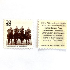 10 Vintage Unused Four Horsemen of Notre Dame Stamps / 1920s College ...