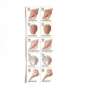 10 Vintage Unused Seashell Mail Stamps / Beach Shell USPS Postage / 22 ...