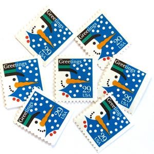10 Vintage Unused Snowman Stamps / Christmas Holiday Snow USPS Postage ...