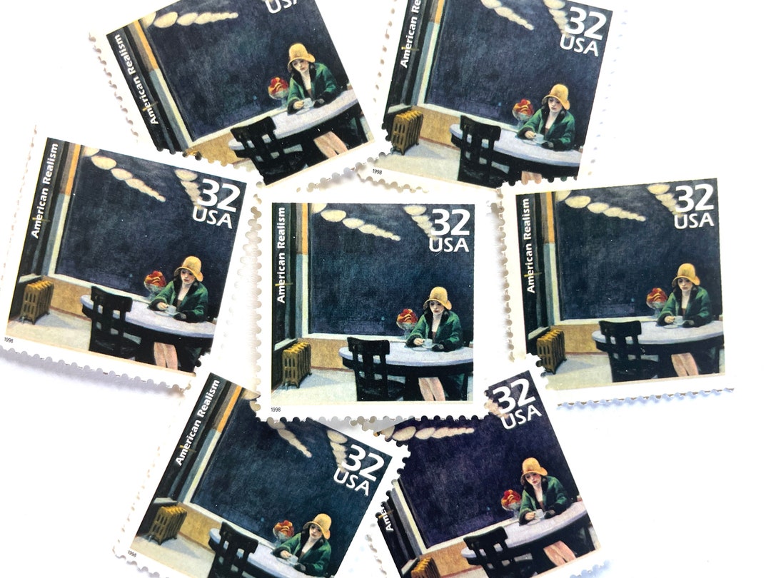 10 Vintage Unused American Realism Stamps / Edward Hopper Automat ...