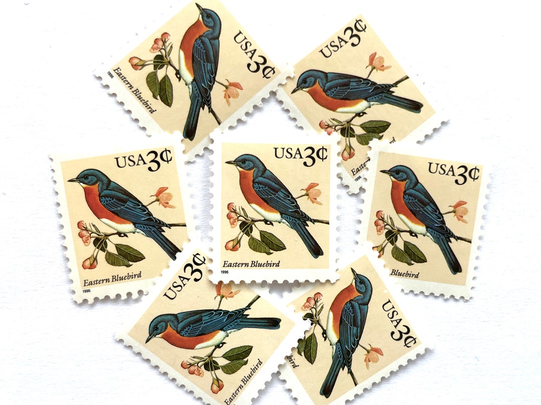 20 Vintage Unused Eastern Bluebird Stamps / Blue Bird USPS Postage / 3 ...