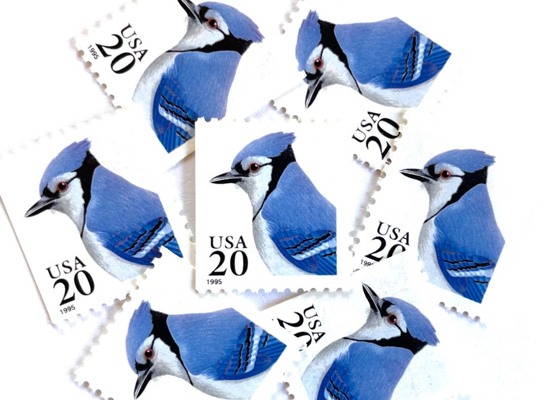 10 Vintage Unused Blue Jay Stamps / Bird USPS Postage / 20 Cents US - Etsy