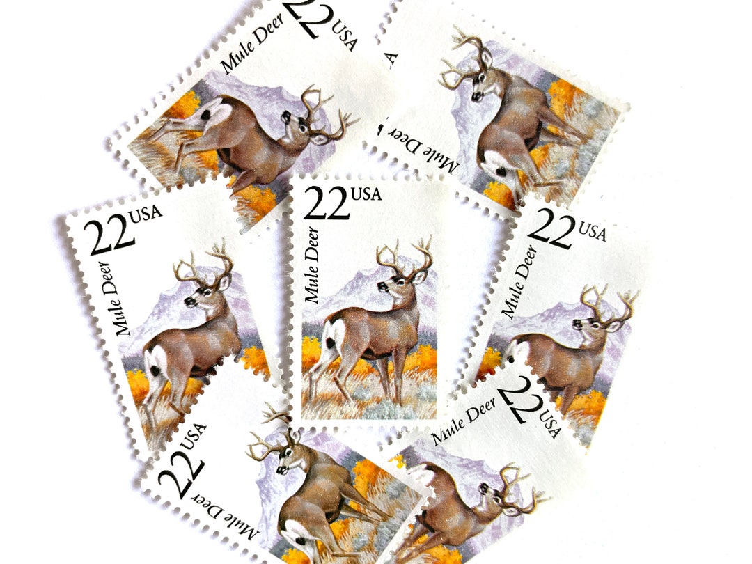 10 Vintage Unused Mule Deer Mail Stamps / North American Wildlife USPS ...