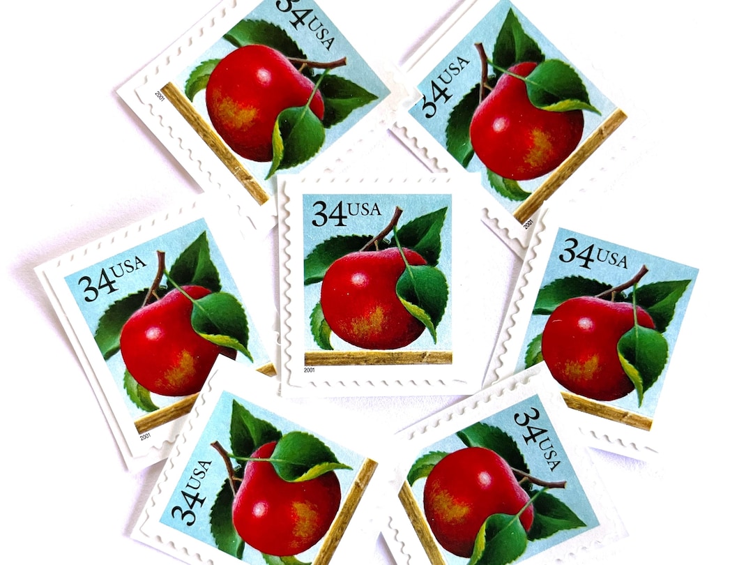10 Vintage Unused Red Apple Mail Stamps / Apples USPS Postage / 34 ...